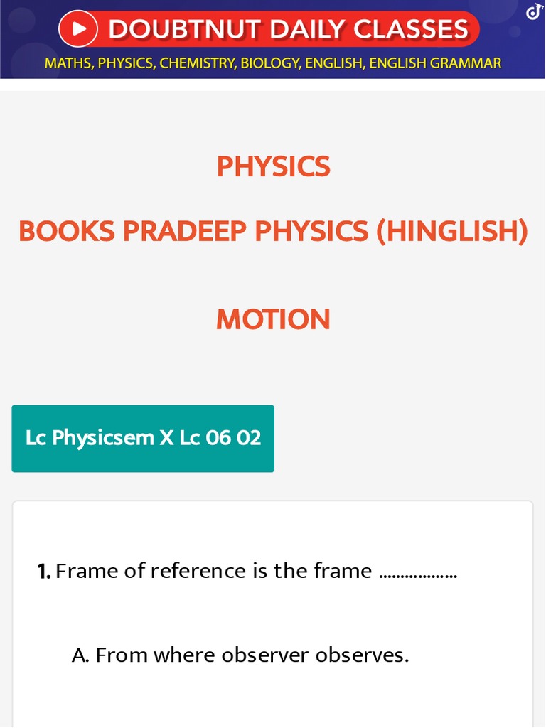 Books Doubtnut Question Bank | PDF | Velocity | Acceleration