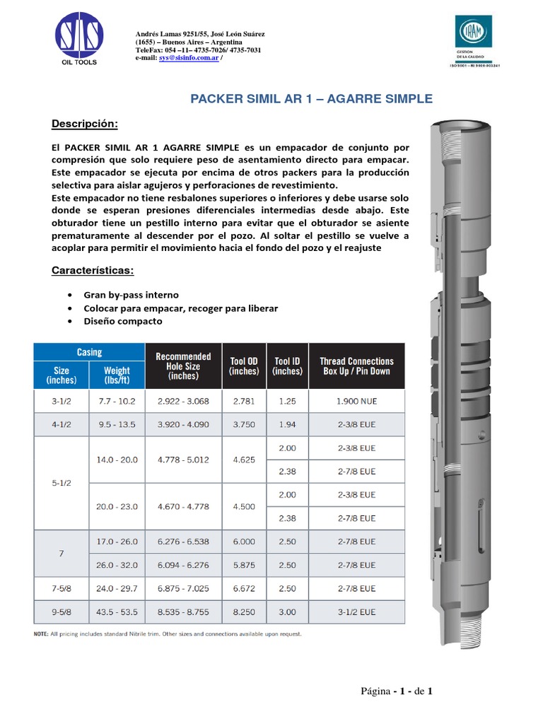 Packer Ar 1 Agarre Simple | PDF