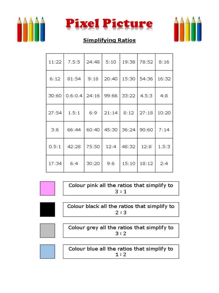 Simplifying Ratios with Colors | PDF