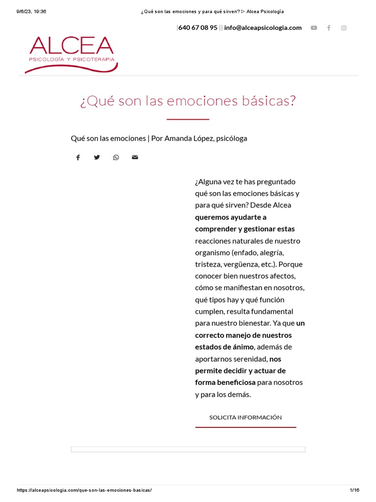 EMO¿Qué Son Las Emociones y para Qué Sirven - Alcea Psicología | PDF | Las emociones | Cookie HTTP