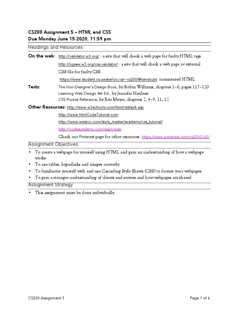 A5 - HTML - 1205 Assignment | PDF | Html | World Wide Web