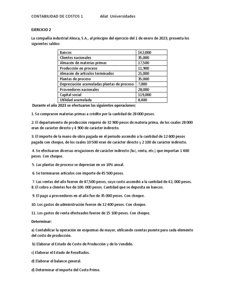 Caso Practico Contable - 1 | PDF | Contabilidad de costos | Contabilidad