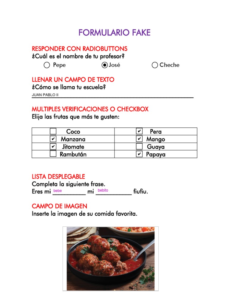 Formulario Fake | PDF