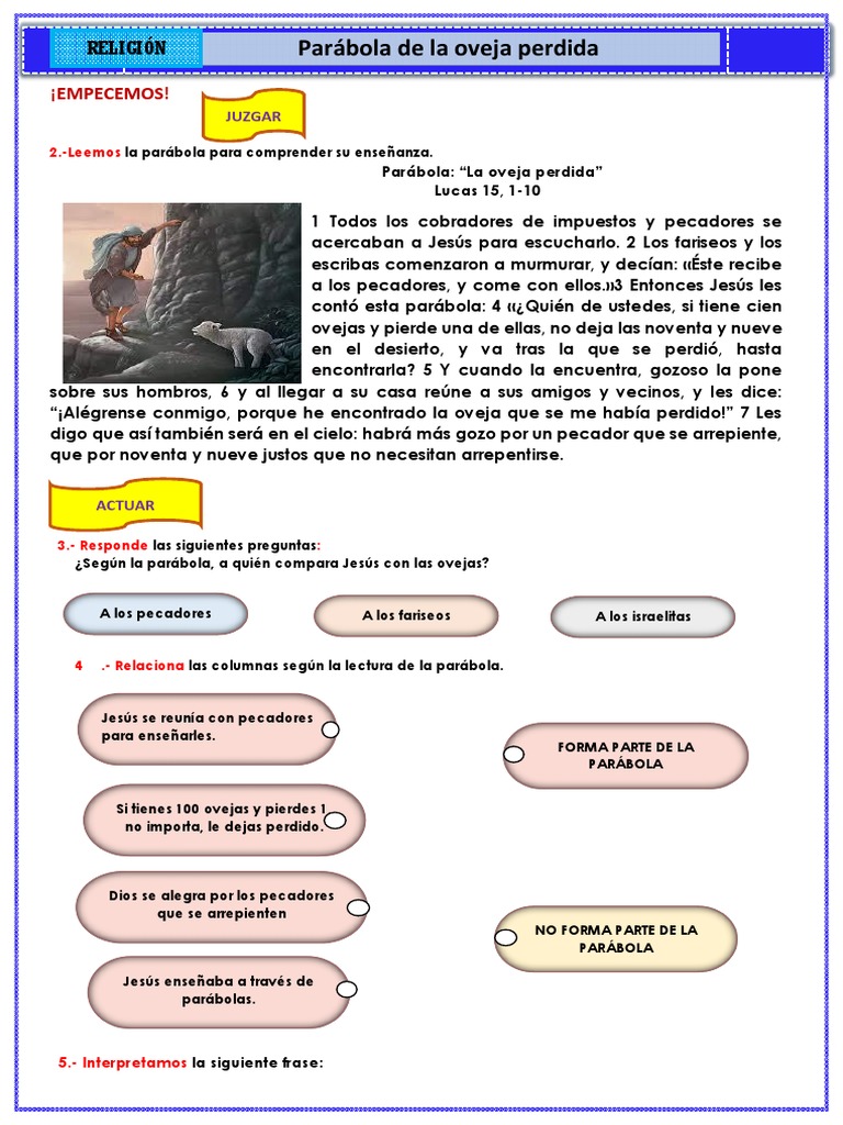 FICHA REL. Parábolas de La Oveja Perdida | PDF