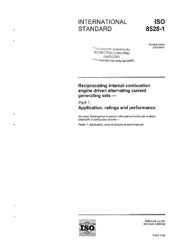 ISO 8528-1-2005 Reciprocating Internal Combustion Engine Driven ...