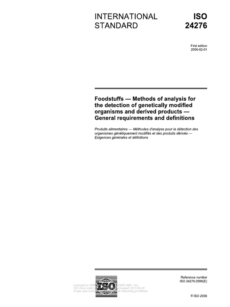 ISO 24276 - 2006 Foodstuffs-Methods of Analys For Detect of Genetica ...