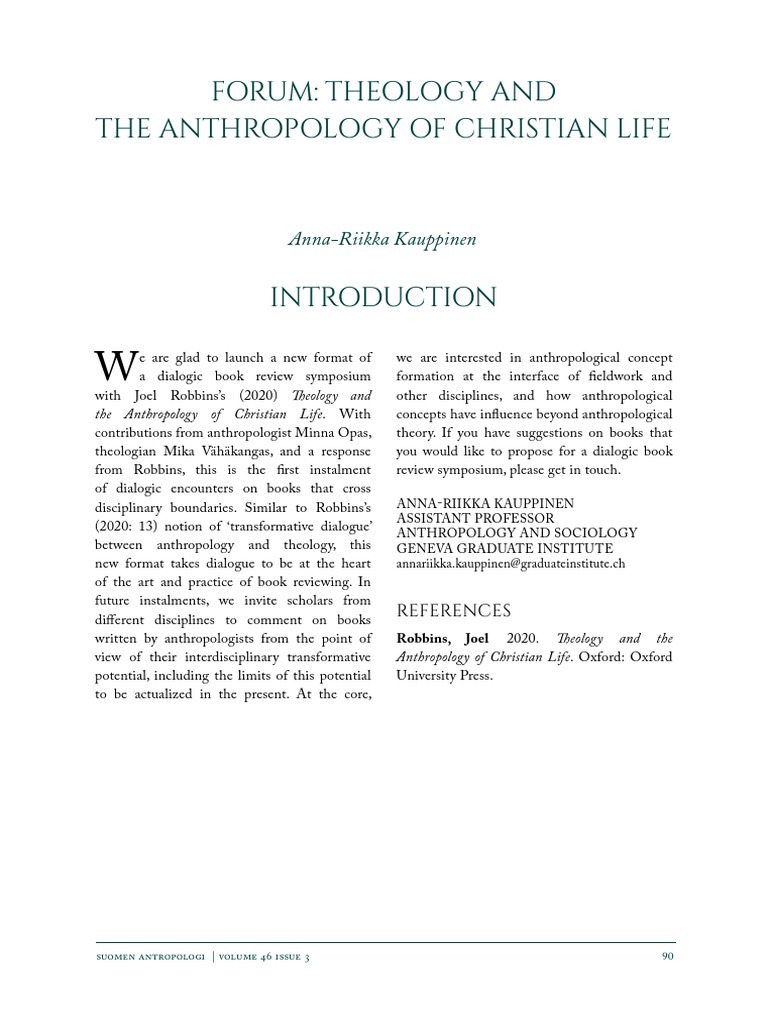 THEOLOGY AND THE ANTHROPOLOGY OF CHRISTIAN LIFE | PDF
