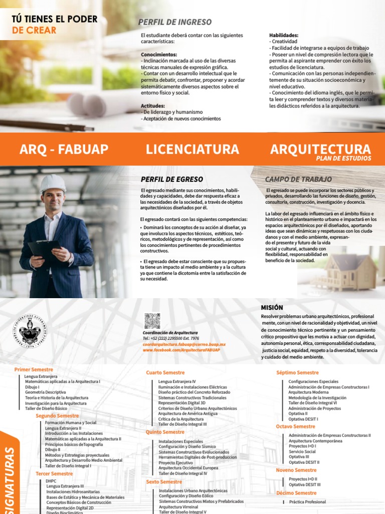 Triptico ARQ 2023 | PDF | Diseño | Plan de estudios