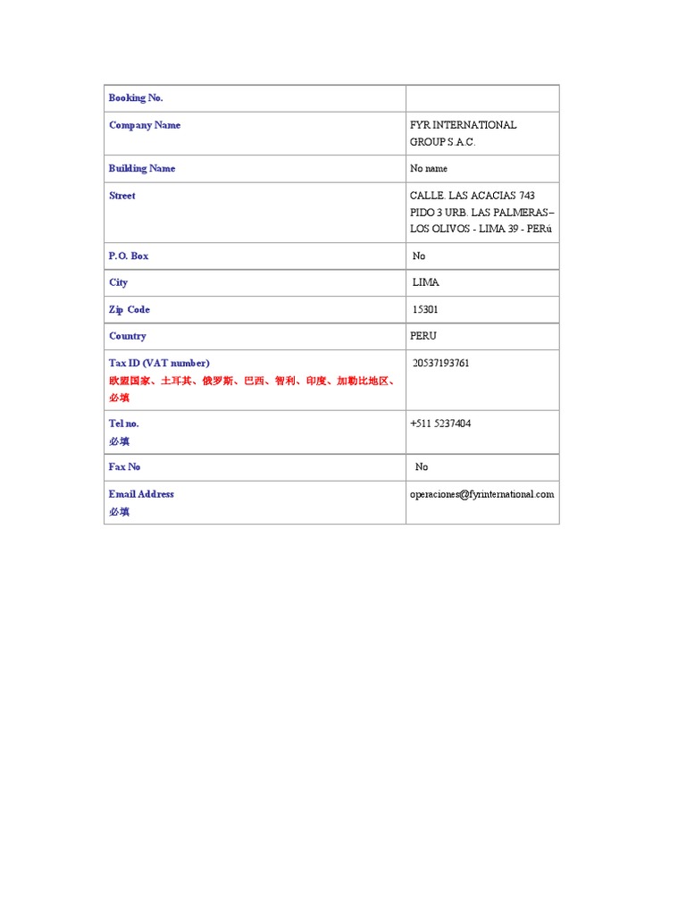 Tms Code For MSC - Fyr International Group S.A.C | PDF