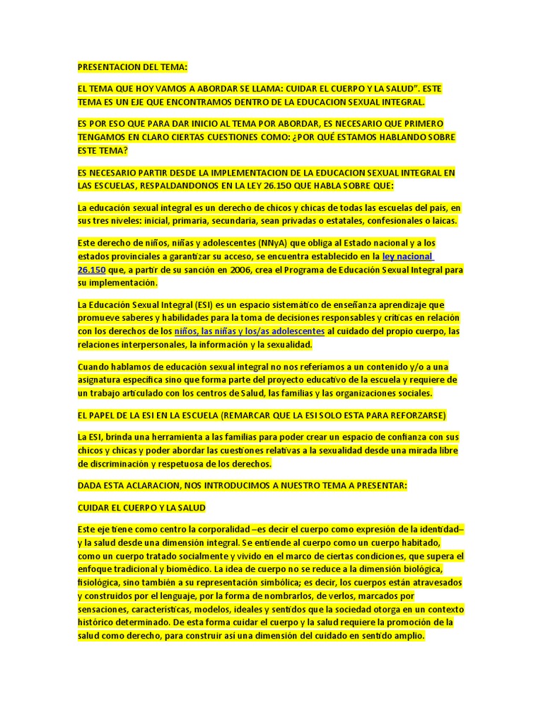 Plan de Clase (ESI) | PDF | Educación sexual