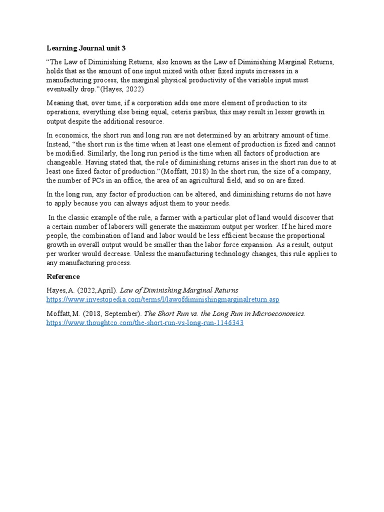 ECON 1580 Learning Journal Unit 3 | PDF