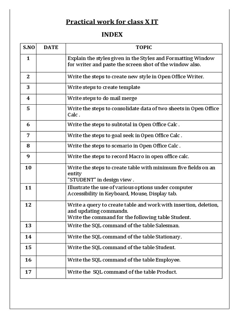 Grade 10 Practical Work | PDF