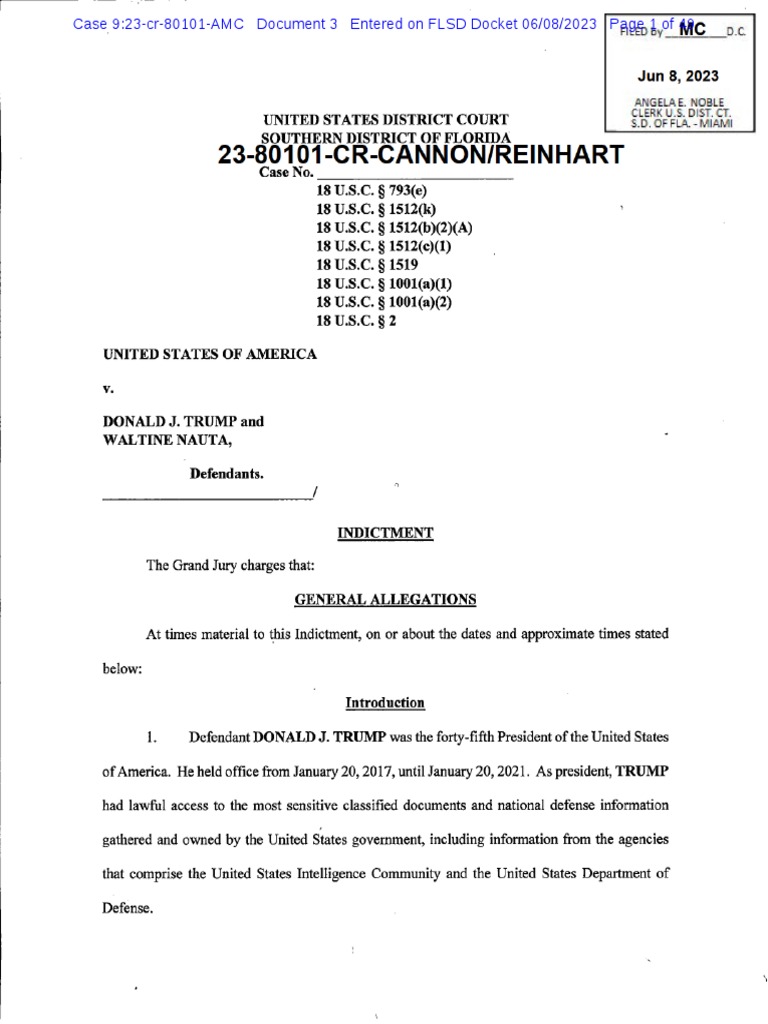 Case 9:23-cr-80101-AMC Document 3 | PDF | Business | Law