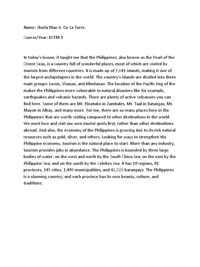 De La Torre Reflection About Philippine Geography | PDF