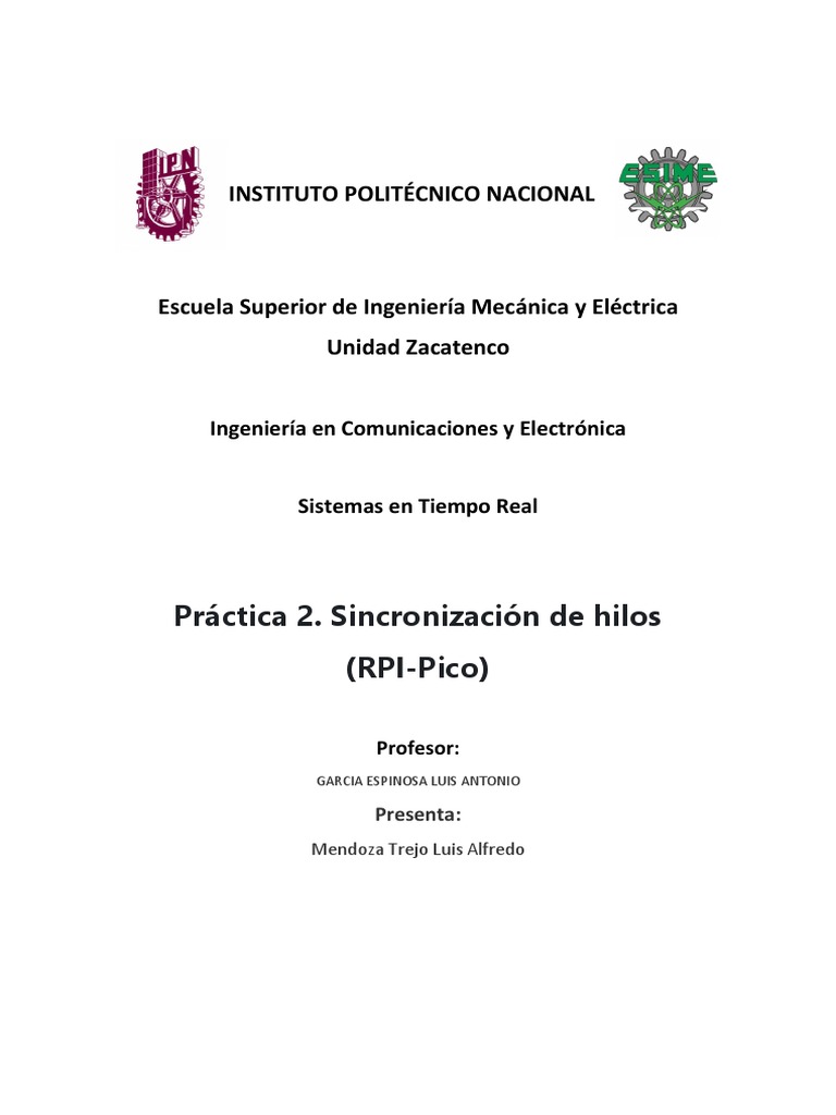 Sincronización De Hilos En Rpi Pico Pdf Ingeniería Informática