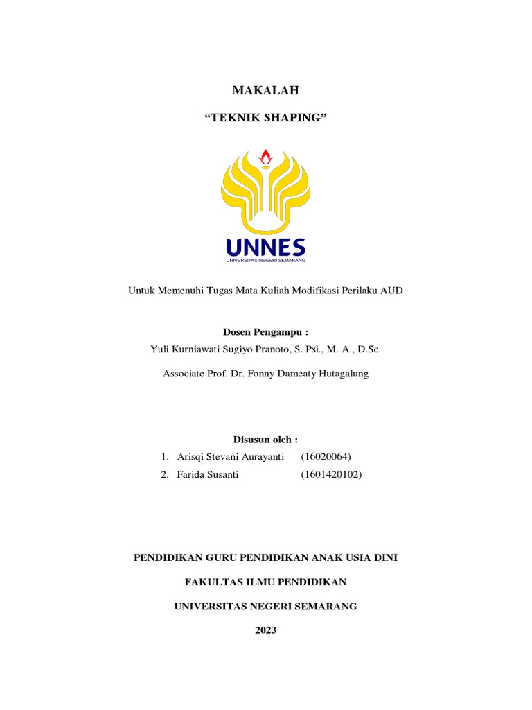 MAKALAH Teknik Shaping | PDF | Karier & Perkembangan