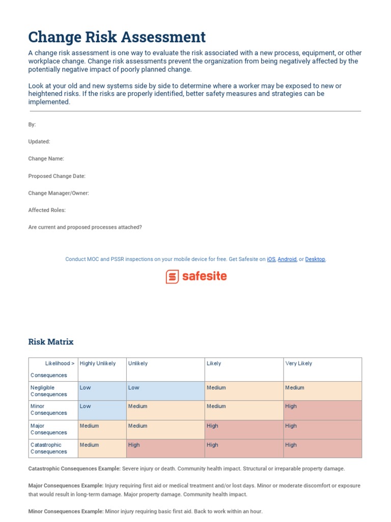 Change Risk Assessment | PDF | Risk | Risk Assessment