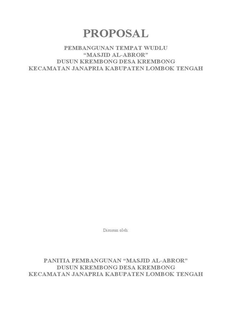 Contoh Proposal Pembangunan WC Mesjid | PDF
