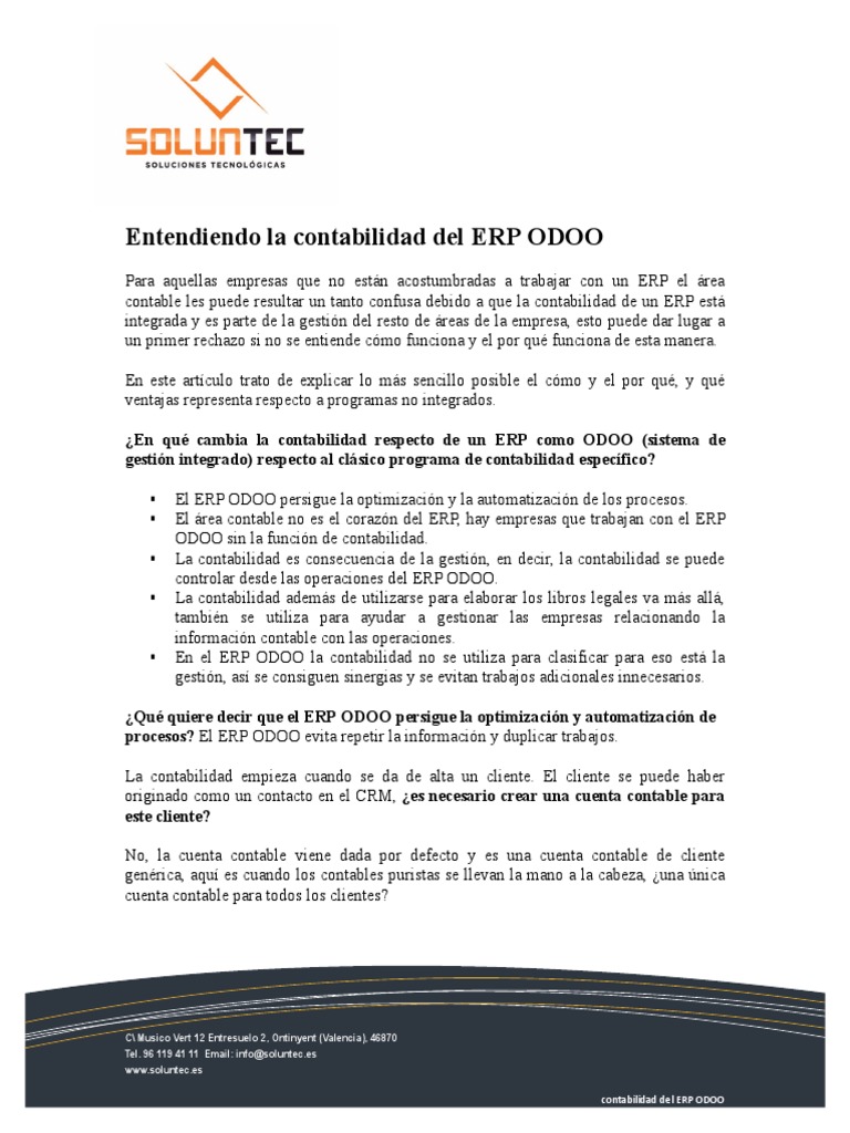 Entendiendo La Contabilidad en Odoo | PDF | Contabilidad ...