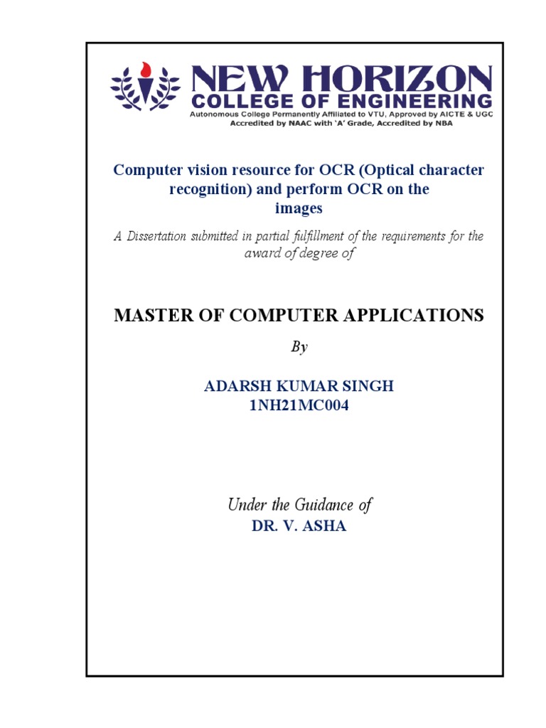 Adarsh Kumar Singh ( (1NH21MC004) ) | PDF | Optical Character Recognition | Deep Learning
