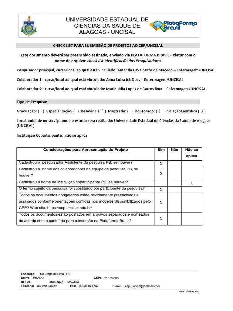 Check List Documental | PDF | Amostragem (Estatística) | Tempo