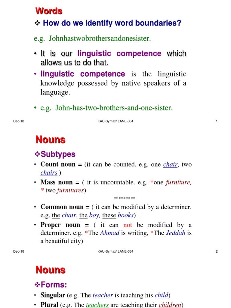 Syntax Chapter 2 Examples | Download Free PDF | Noun | Verb