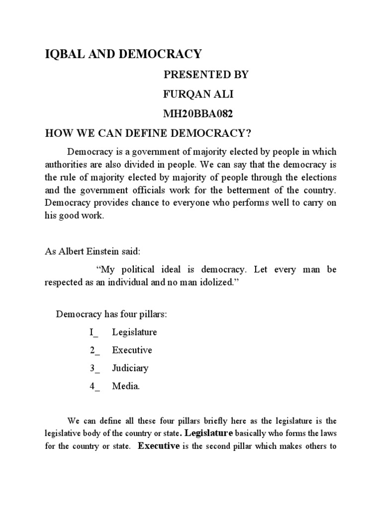 Iqbal and Democracy | PDF | Democracy | Political Ideologies