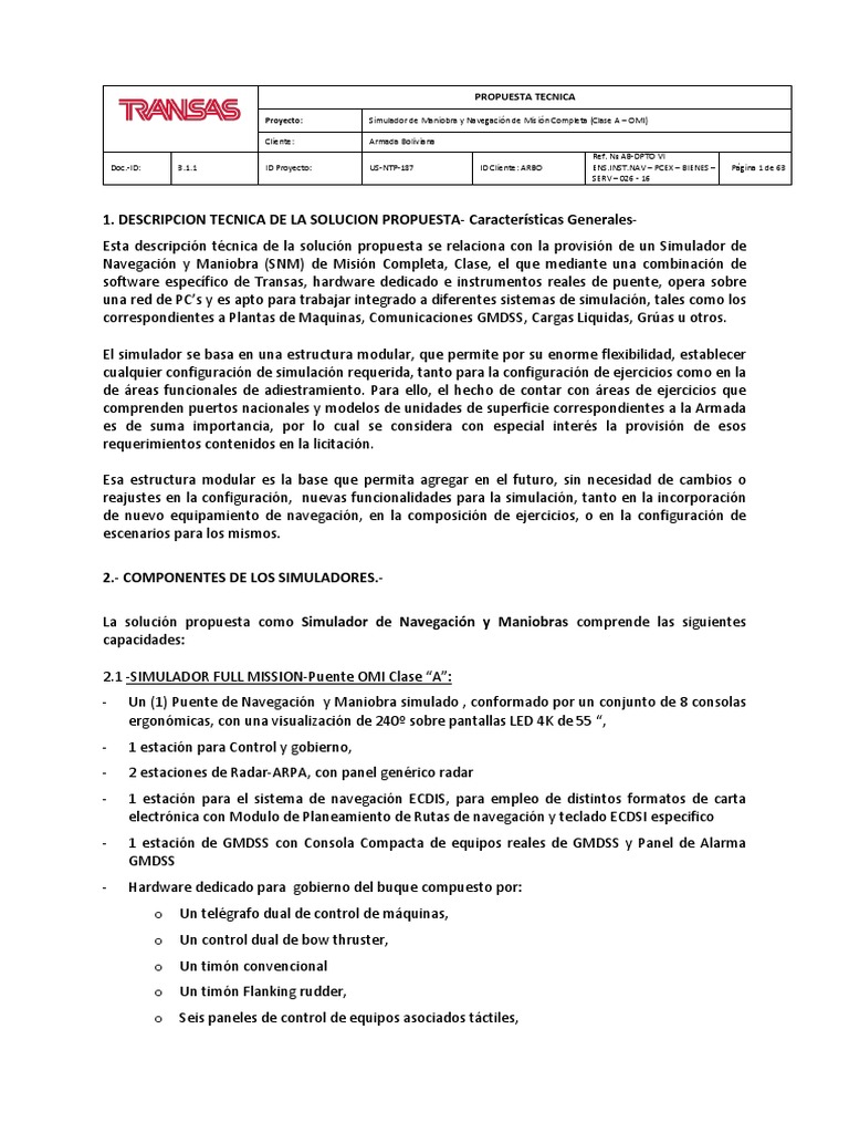 3.1.1 - Descripción de La Propuesta Técnica Simulador de Navegación y ...