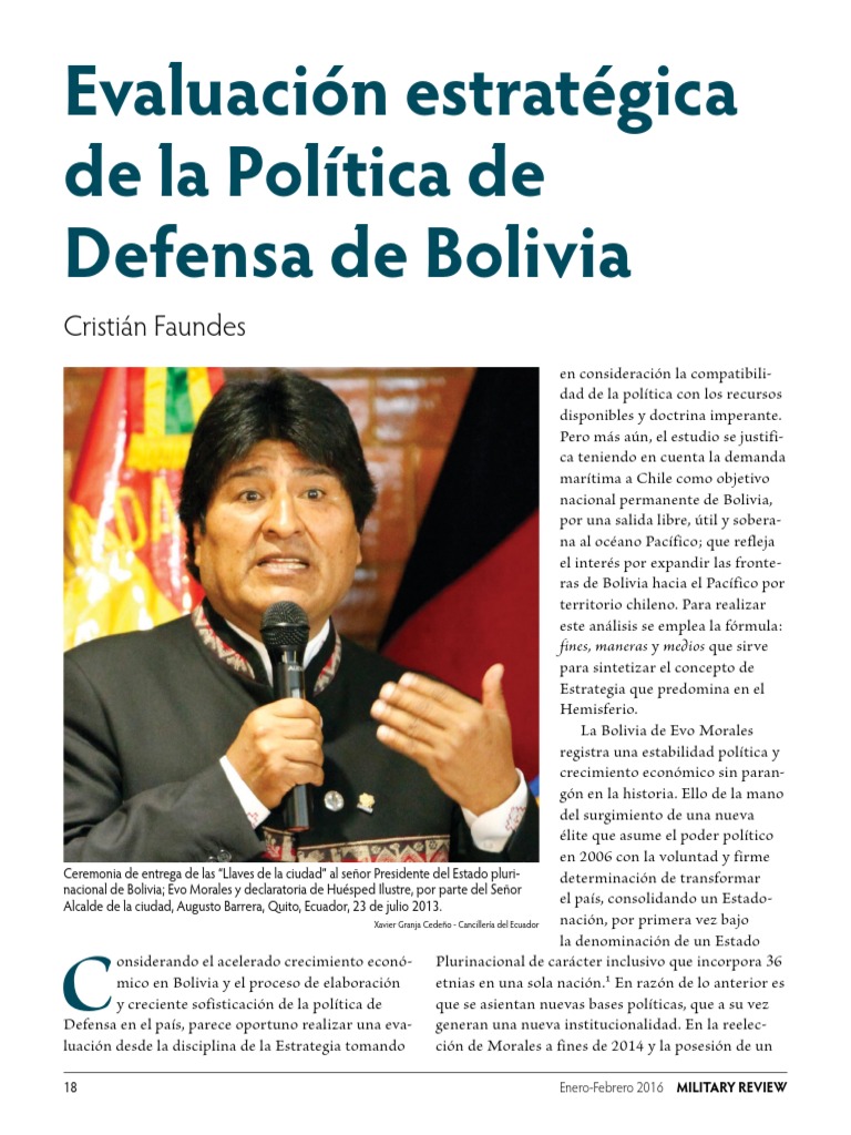 evaluacion estrategica de la politica de defensa de bolivia CRISTIAN FAUNDES | PDF