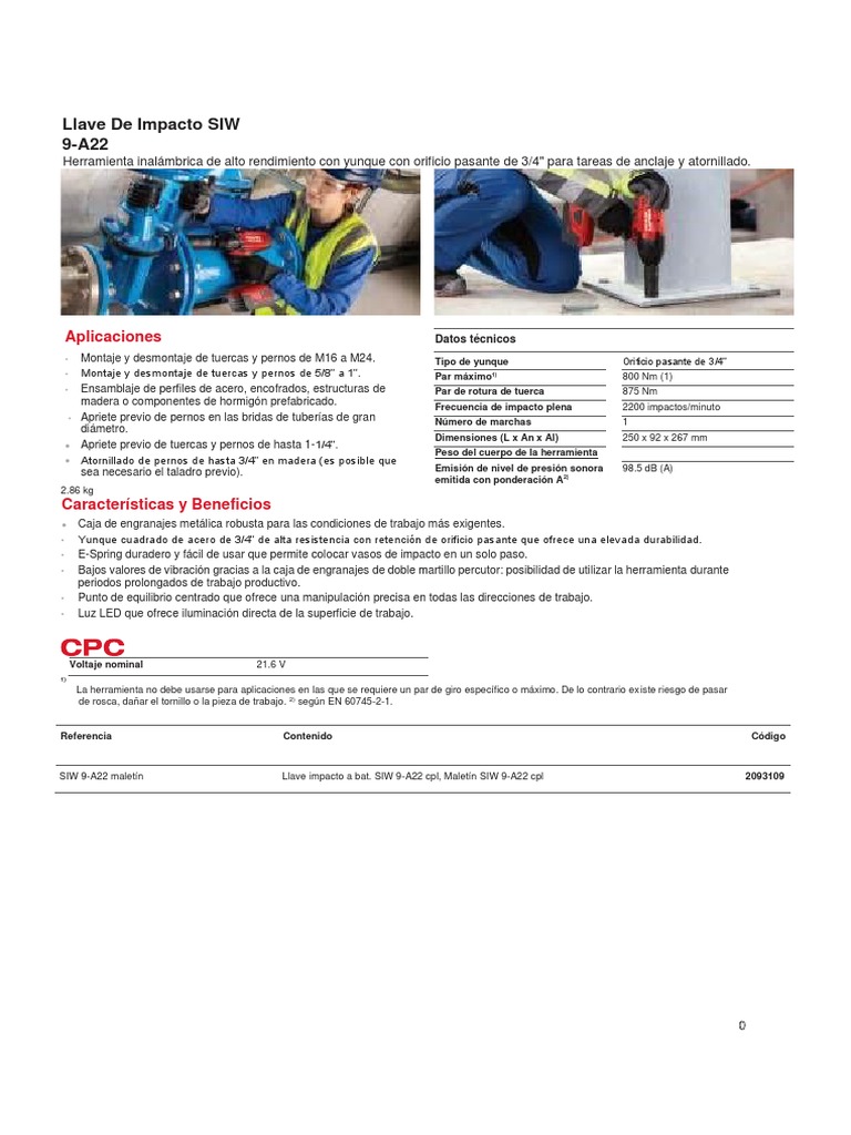 Llave de Impacto SIW 9 | PDF