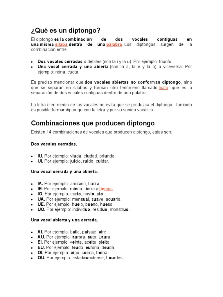 Qué Es Un Diptongo | PDF | Vocal | Sílaba