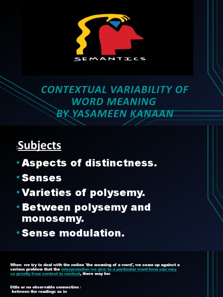 Contextual Variability of Word Meaning by Yasameen Kanaan | PDF ...