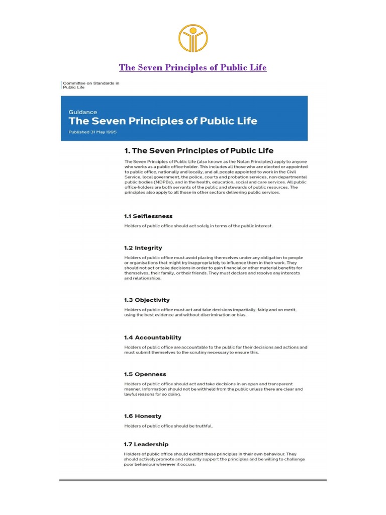 The Seven Principles of Public Life | PDF | Lifestyle