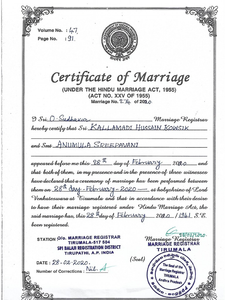 Marriage Certificate | PDF