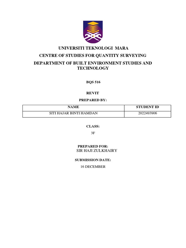Assignment Bqs 516 Revit (Hotel Design) | PDF