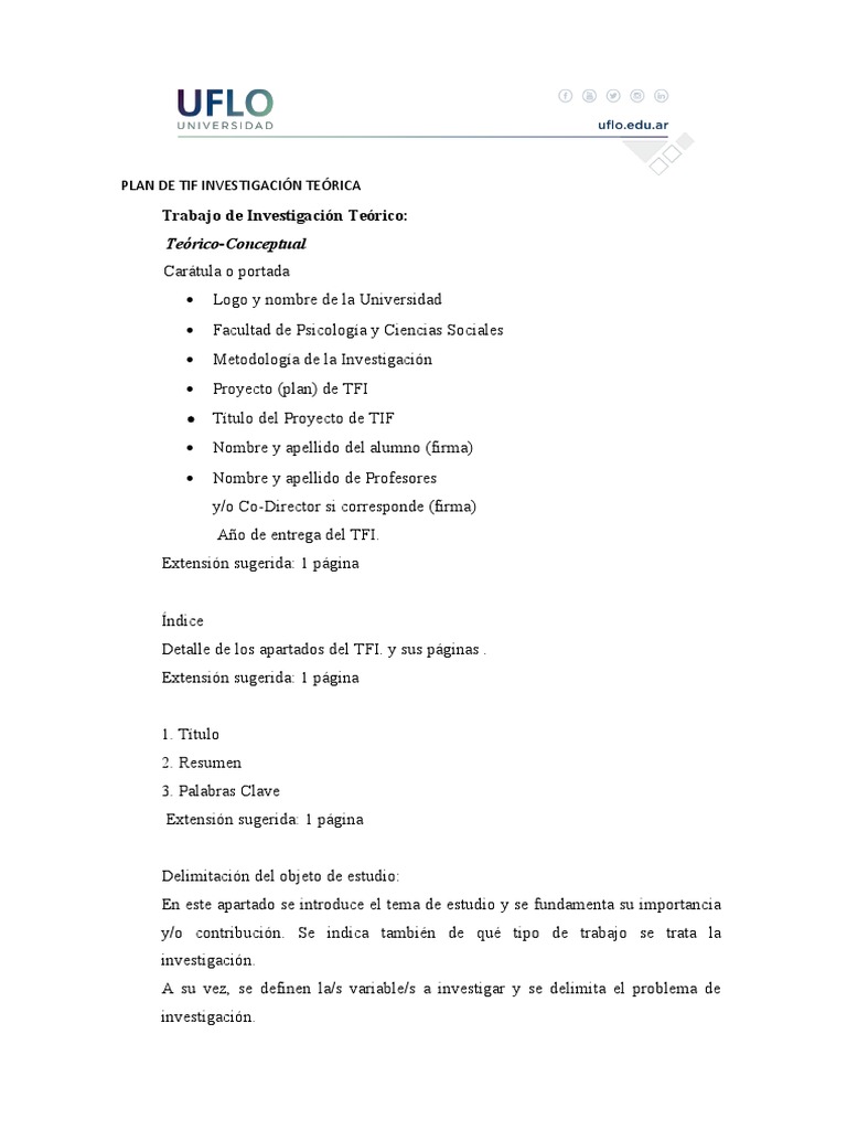 Plan de TIF: Investigación Teórica en Psicología | PDF | Teoría ...