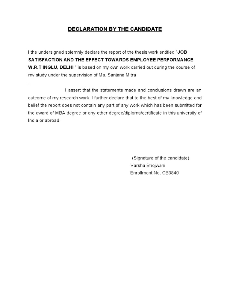 Declaration by The Candidate | PDF | Career & Growth