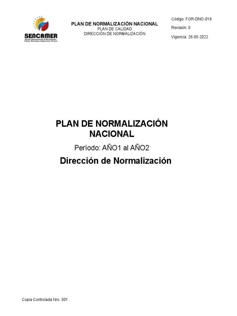 FOR-DNO-019 Presentación Del Plan de Normalización Nacional | PDF ...