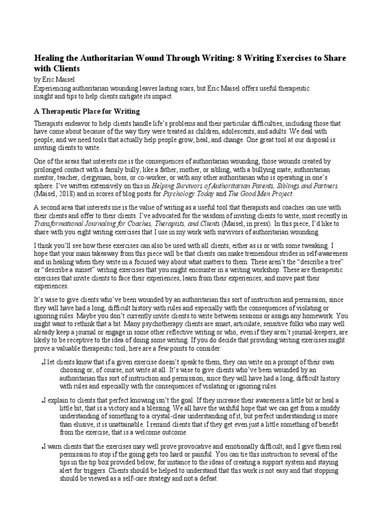 Healing The Authoritarian Wound-Exercises To Share With Clients | PDF ...