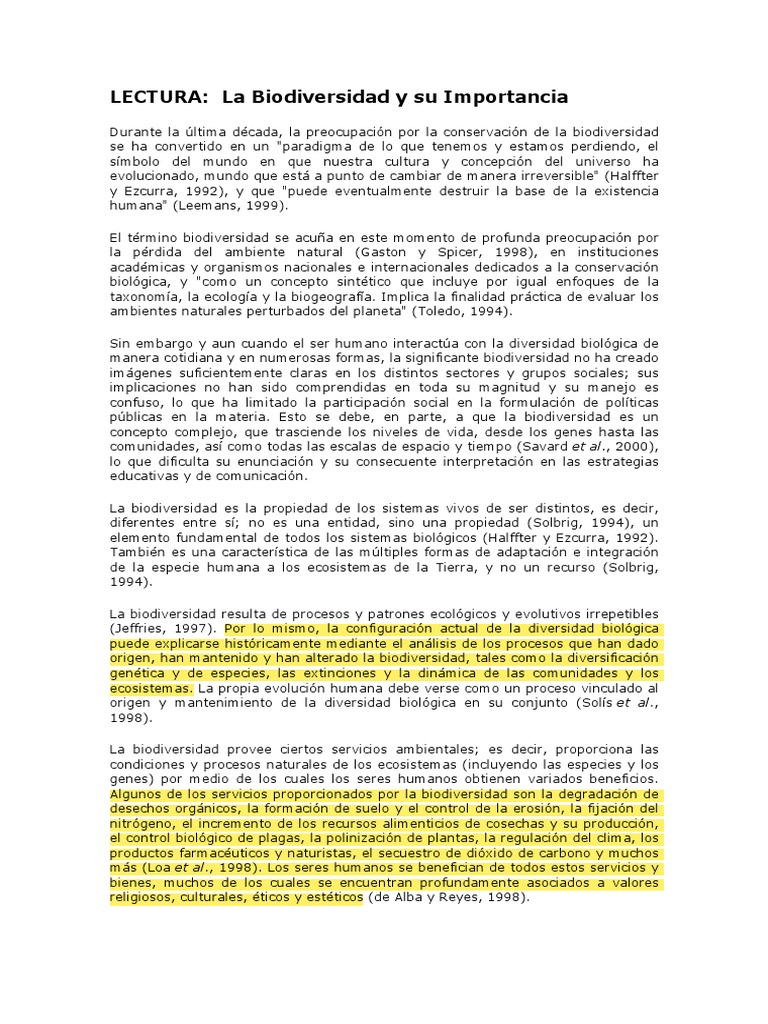 Lectura Ecosistemas | PDF | Biodiversidad | Ecología