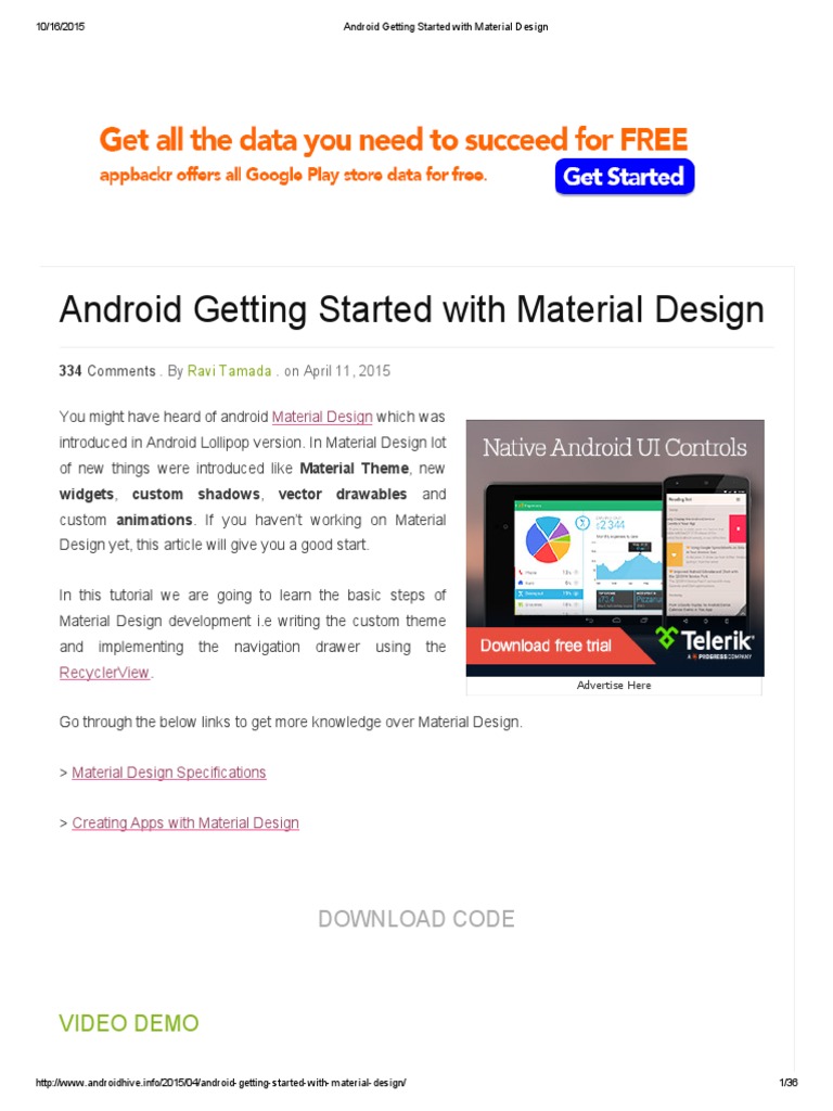 Android Getting Started With Material Design | PDF