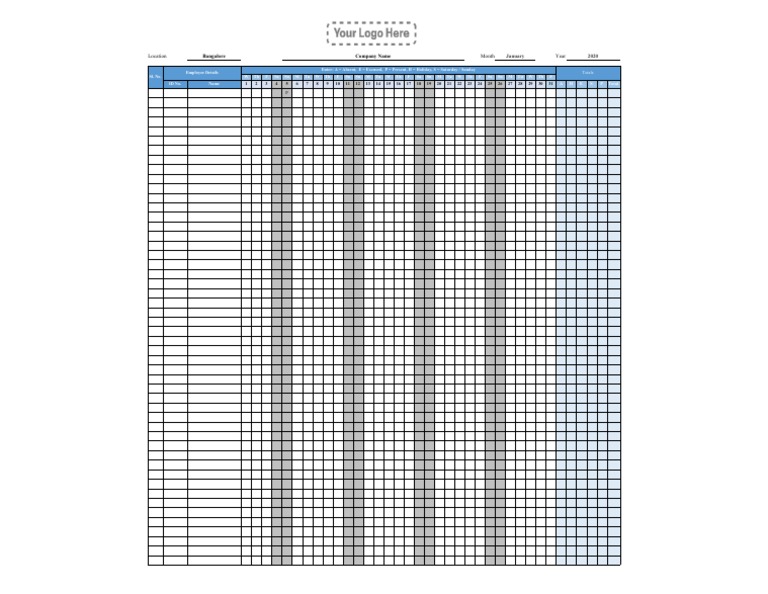 Attendance Register Format 2 | PDF