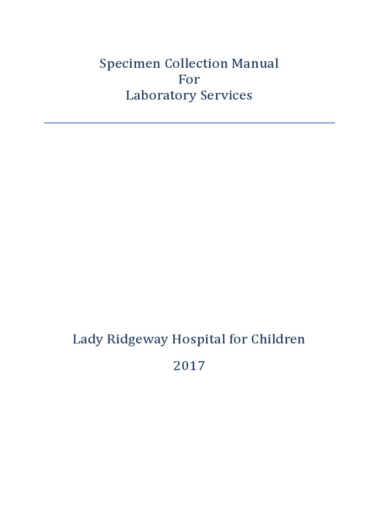 Specimen Collection Manual For Laboratory Serivces LRH | PDF ...