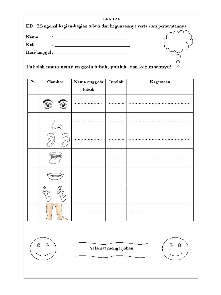 Lks Kegunaan Anggota Tubuh 2 | PDF