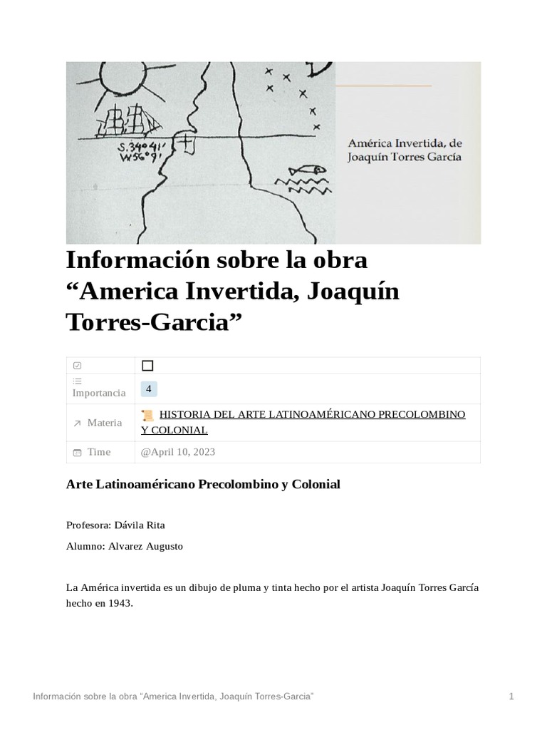 Informacin Sobre La Obra America Invertida Joaqun Torres-Garcia | PDF