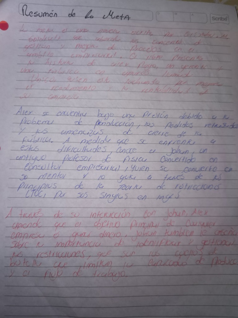 Resumen Del Libro La Meta | PDF Resumen Del Libro La Meta | PDF