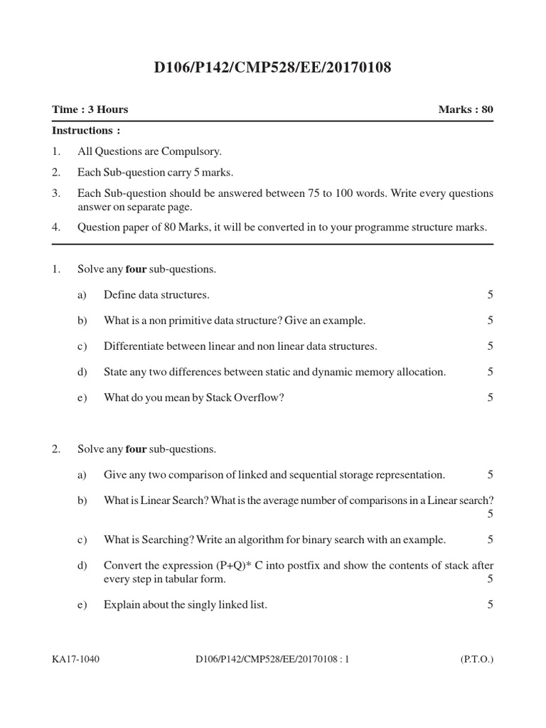 CMP505 - Data Structure Using C++ | PDF | Algorithms And Data ...