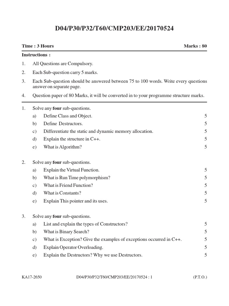 CMP505 - Data Structure Using C++ - 3 | PDF | C++ | Computer Science