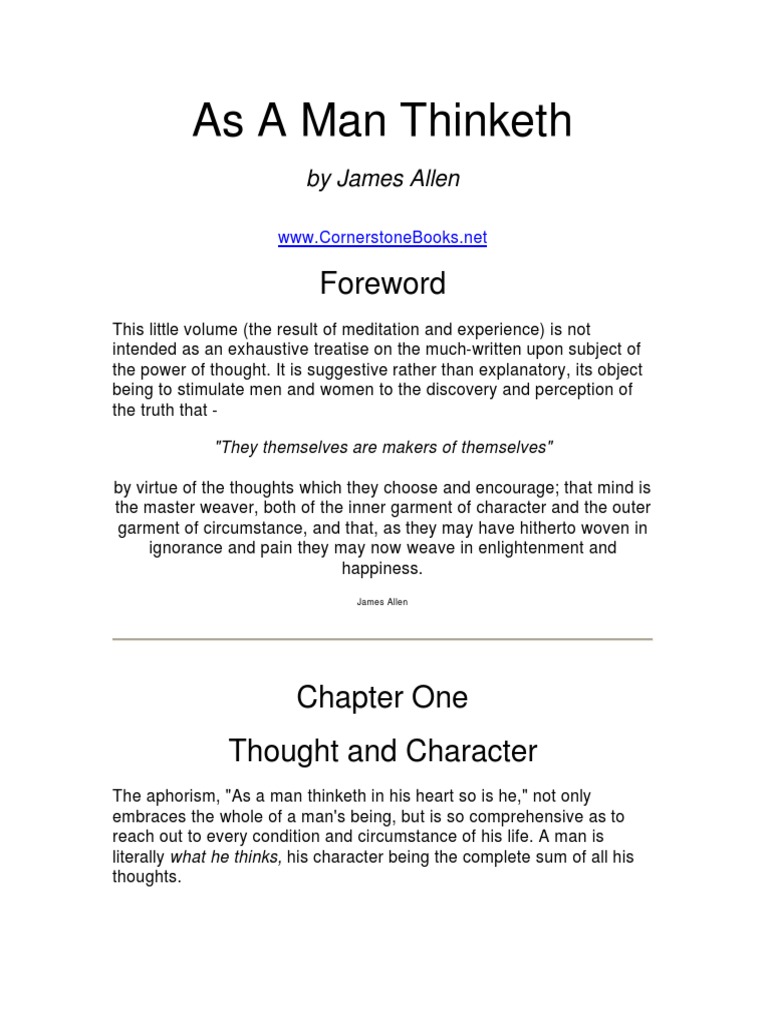 As A Man Thinketh | Download Free PDF | Virtue | Thought