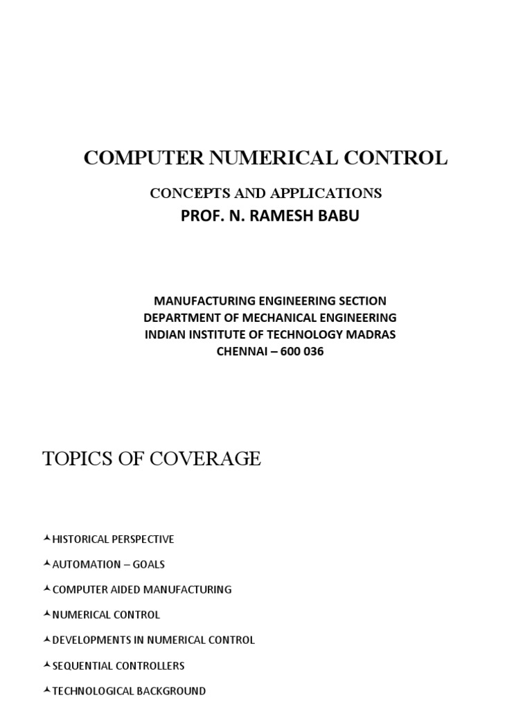 CNC Concepts and Applications Overview | PDF | Numerical Control ...